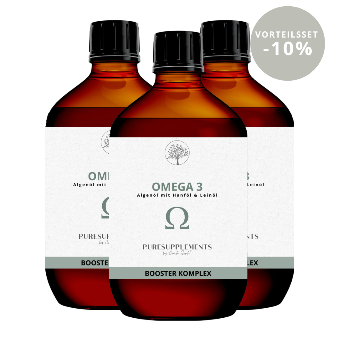 Premium Omega 3 KOMPLEX (Algenöl mit Bio Hanföl & Bio Leinöl, EPA+DHA ...